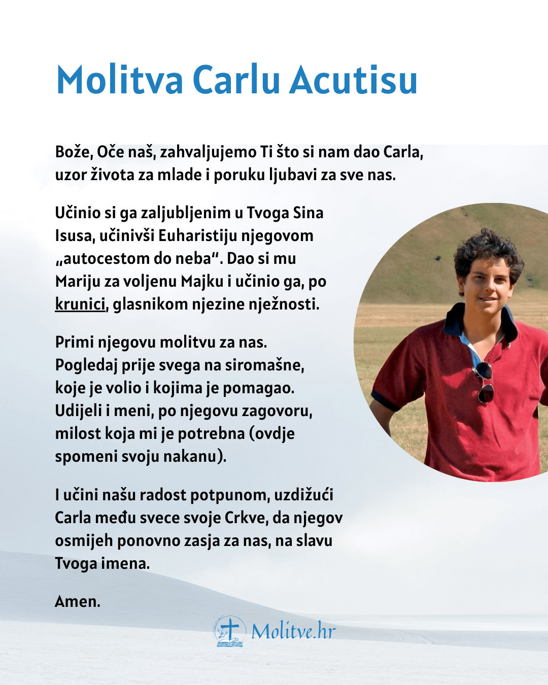 Molitva Carlu Acutisu za Čudo - Zagovor Mladog Sveca