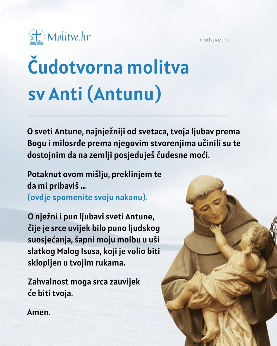 Čudotvorna molitva sv Anti (Antunu) - Izmoli Blagoslov Sveca
