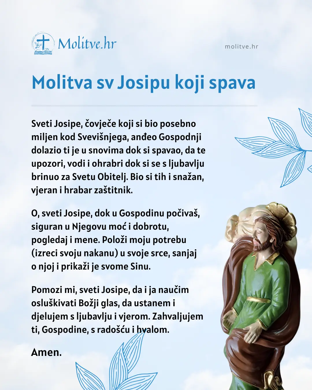 Molitva sv Josipu koji spava - Tvoja nakana u njegovim snovima